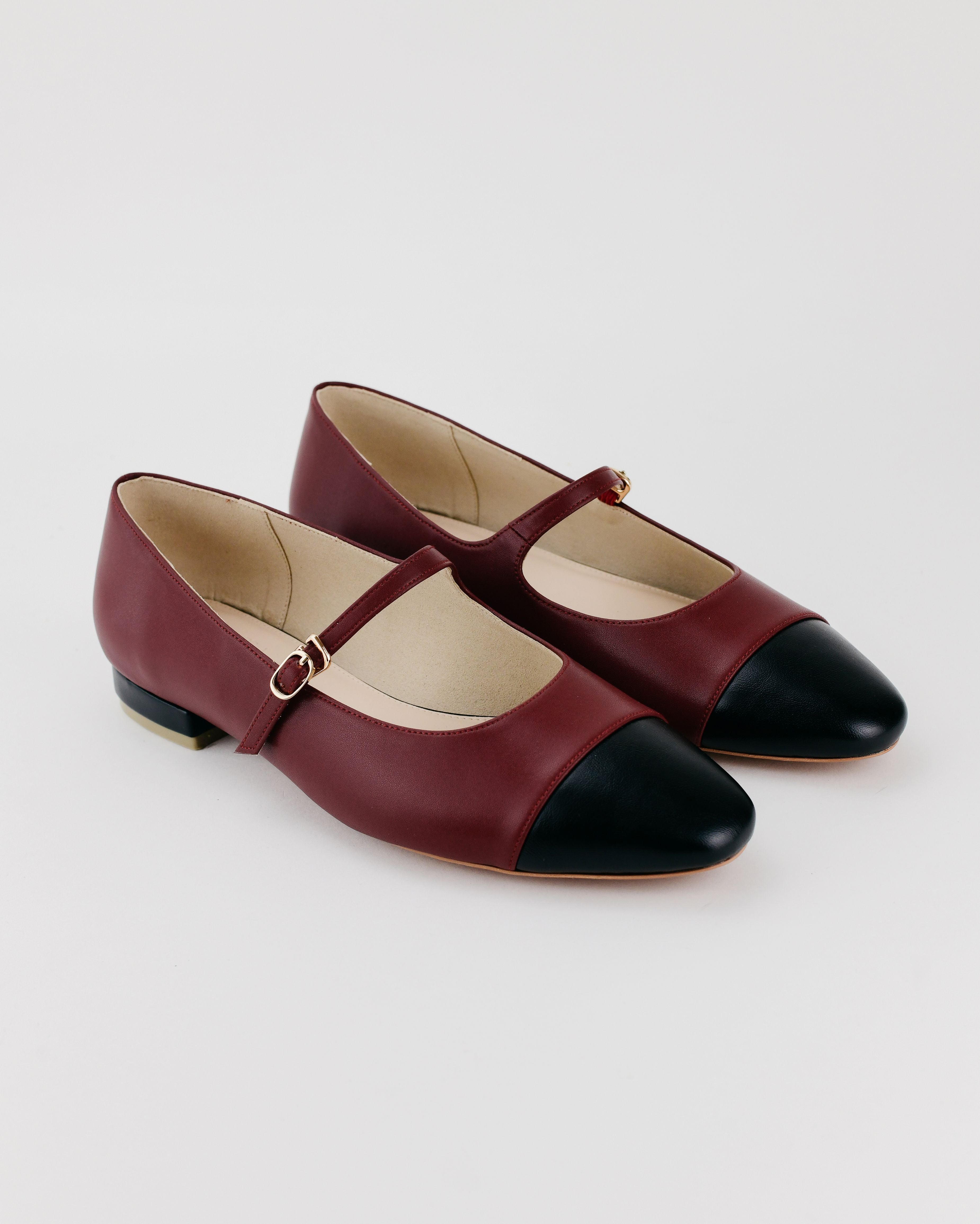 Sunny Mary Jane Flat Loafers (Maroon)